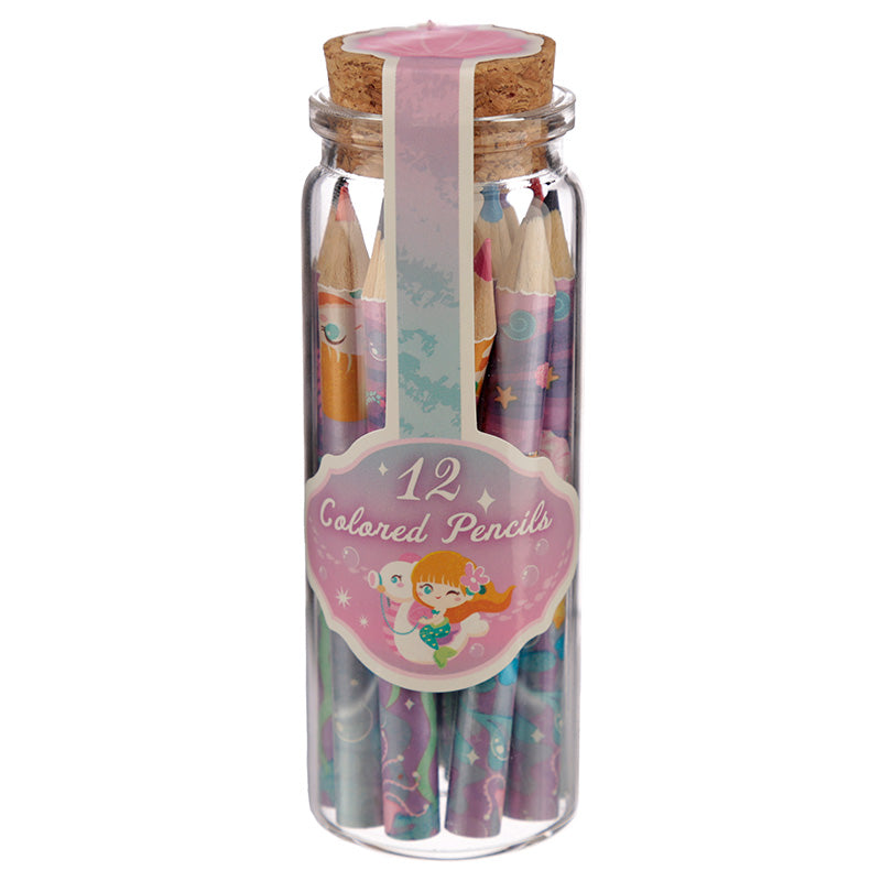 Mermaid Pencil Jar Set with 12 Colouring Pencils Stocking Fillers ...