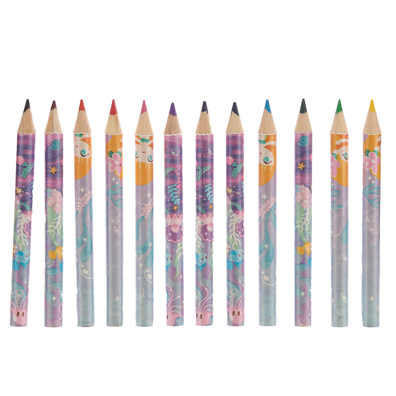 Mermaid Pencil Jar Set with 12 Colouring Pencils Stocking Fillers ...