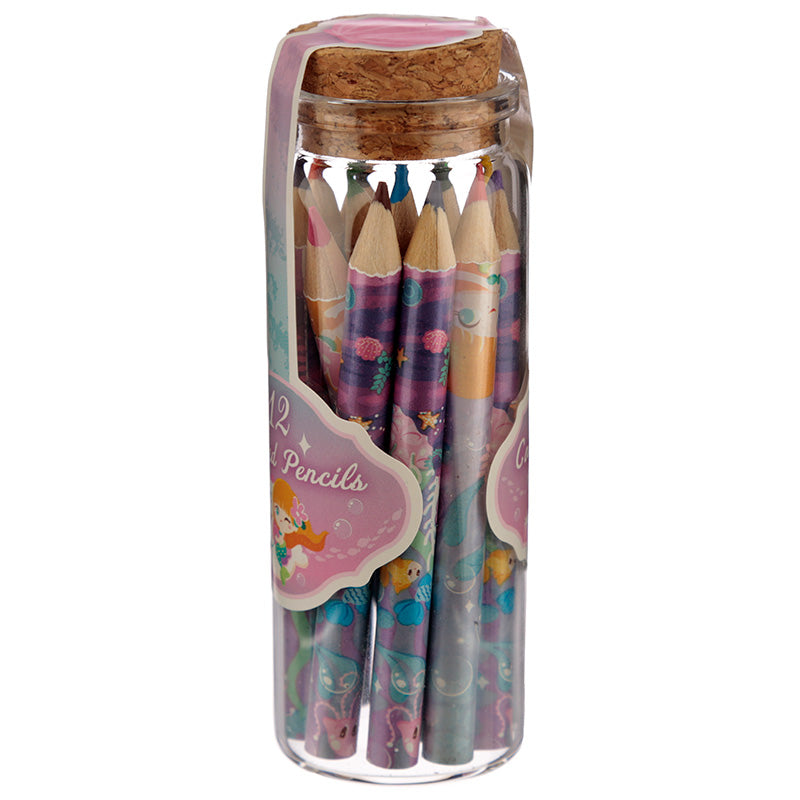 Mermaid Pencil Jar Set with 12 Colouring Pencils Stocking Fillers ...